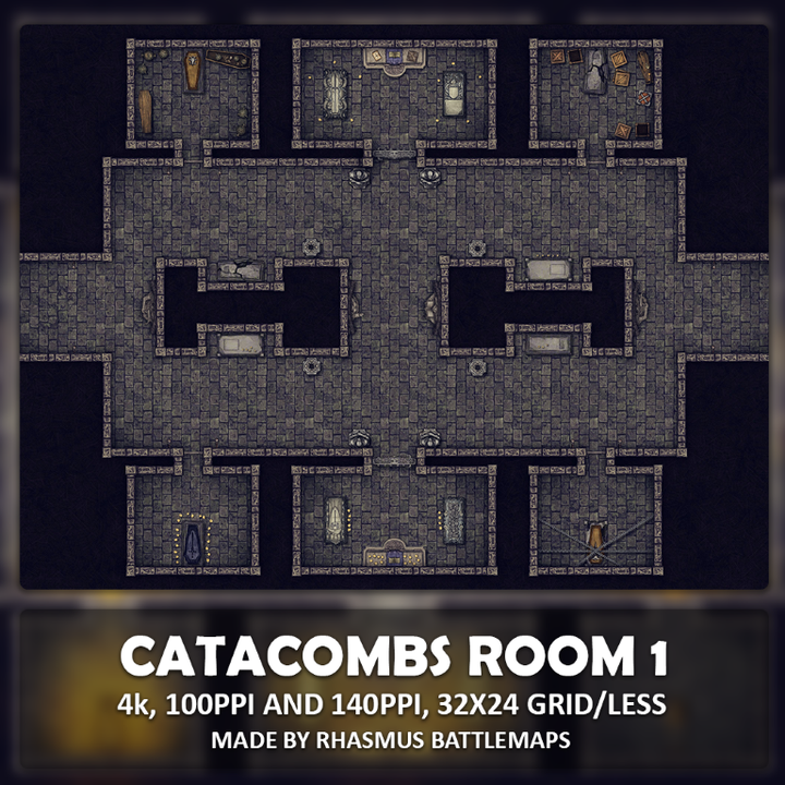 3D Printable Catacombs Room 1 Map by Rhasmus Battlemaps